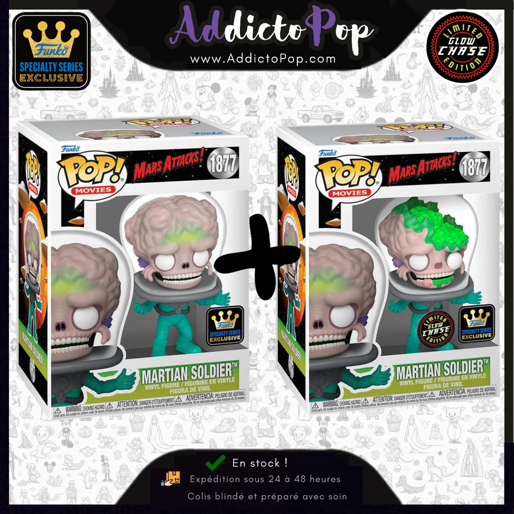 Funko Pop! Mars Attack [1877] - Martian Soldier (Commune + GITD Chase) – AddictoPop