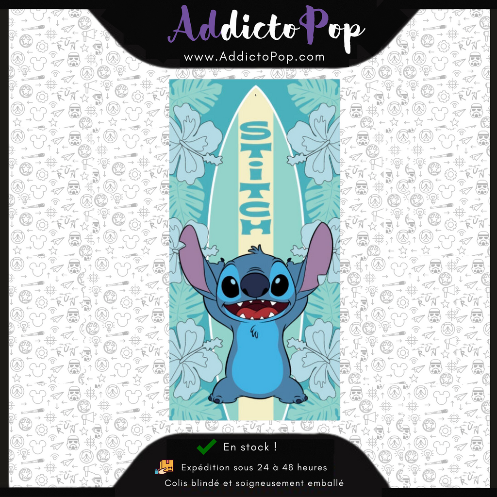 Serviette de Plage Lilo & Stitch - Stitch Surf (100% Coton 70x140cm ...